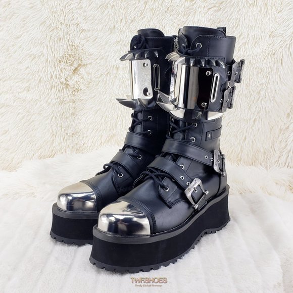 Demonia | Shoes | Gravedigger Goth Punk Heavy Metal Spiked Boots ...
